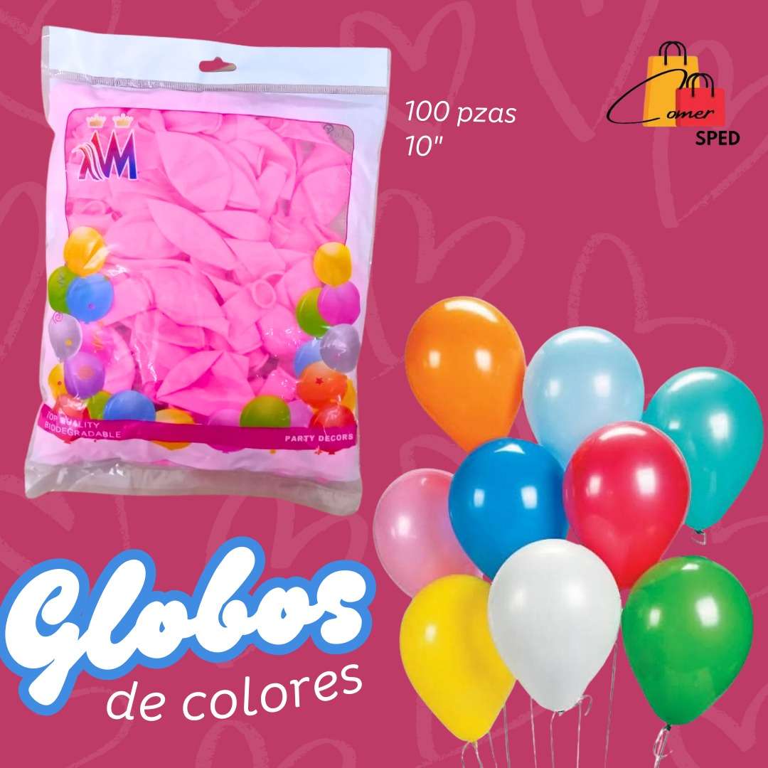BOLSA DE GLOBOS DIFERENTES COLORES - La Comer Sped