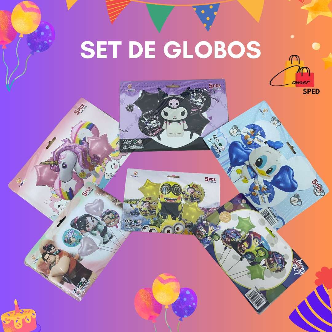 SET DE GLOBOS PERSONAJES - La Comer Sped